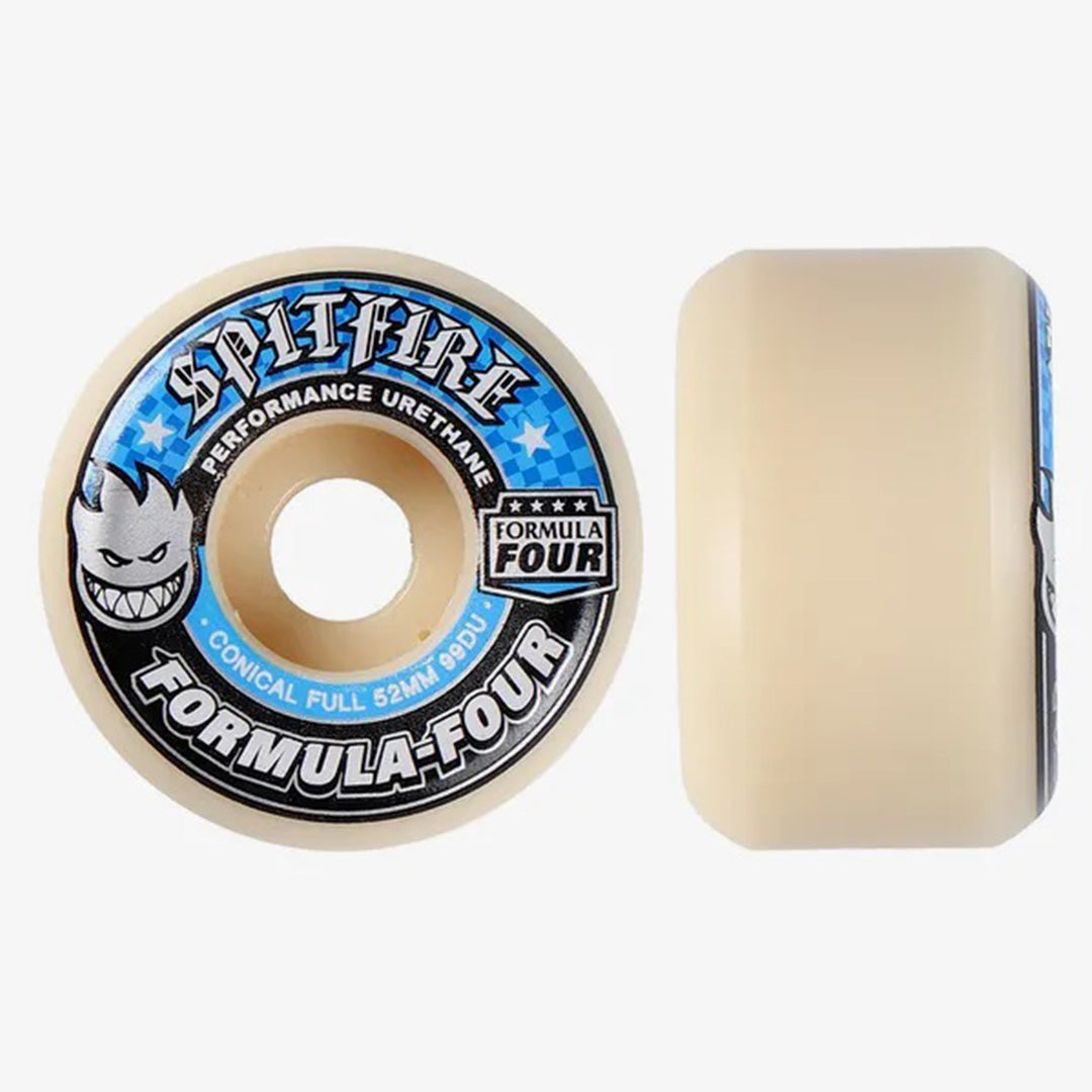Spitfire - 52MM 99DU Formula Four Conical Full Blue Skateboard Wheels ...