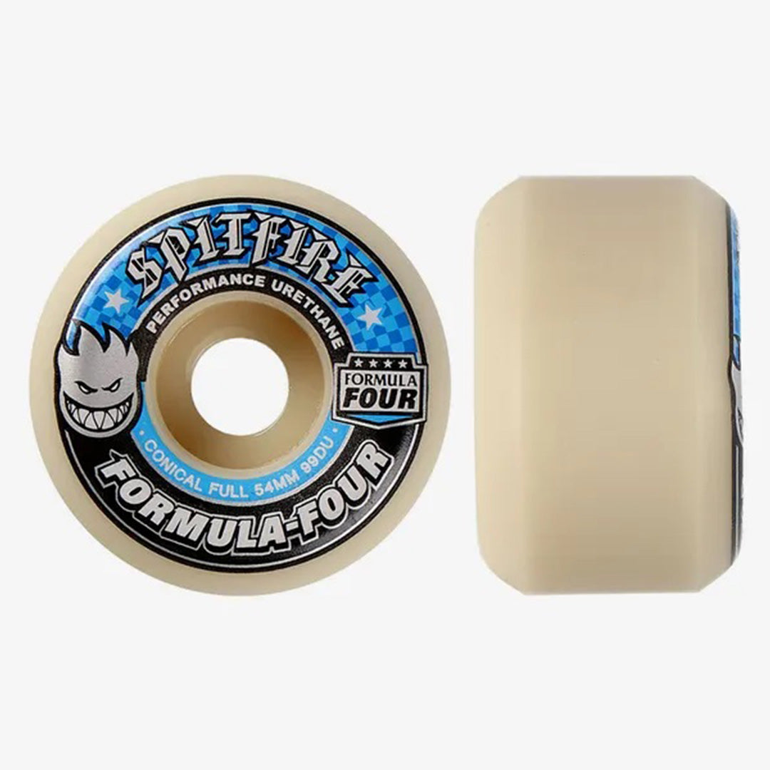 Spitfire - 54MM 99DU Formula Four Conical Full Blue Skateboard Wheels ...